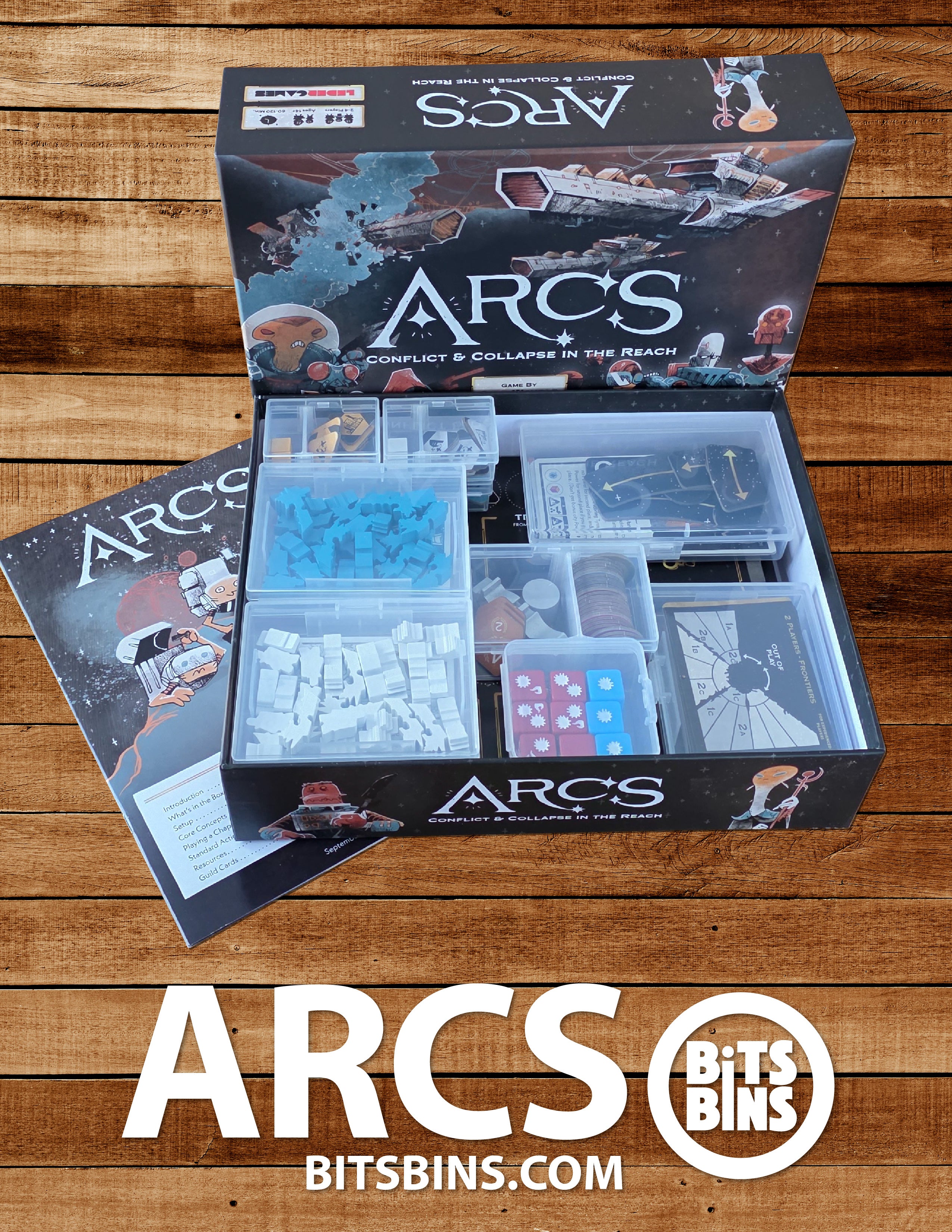 Arcs Board Game Organizer by BitsBins - 4 Minis, 1 Originals, 5 Card B